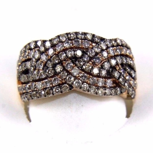 Jewelry | Criss Cross Diamond Weave Ring Band 14k Rg 178ct | Poshmark